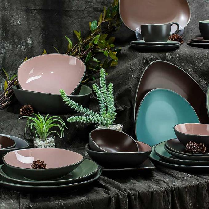 EU Two Tone Color Dinnerware Set 20Pc For Restaurant Banquet